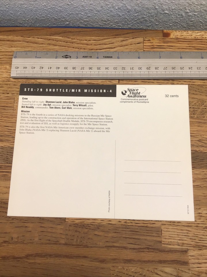 Official Atlantis Space Shuttle Mission STS-79 Crew 8 x 6 Postcard LL4 ...