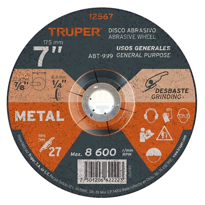 Truper ABT-999 7" x 6.4mm Type 27 Metal Grinding Wheel | eBay