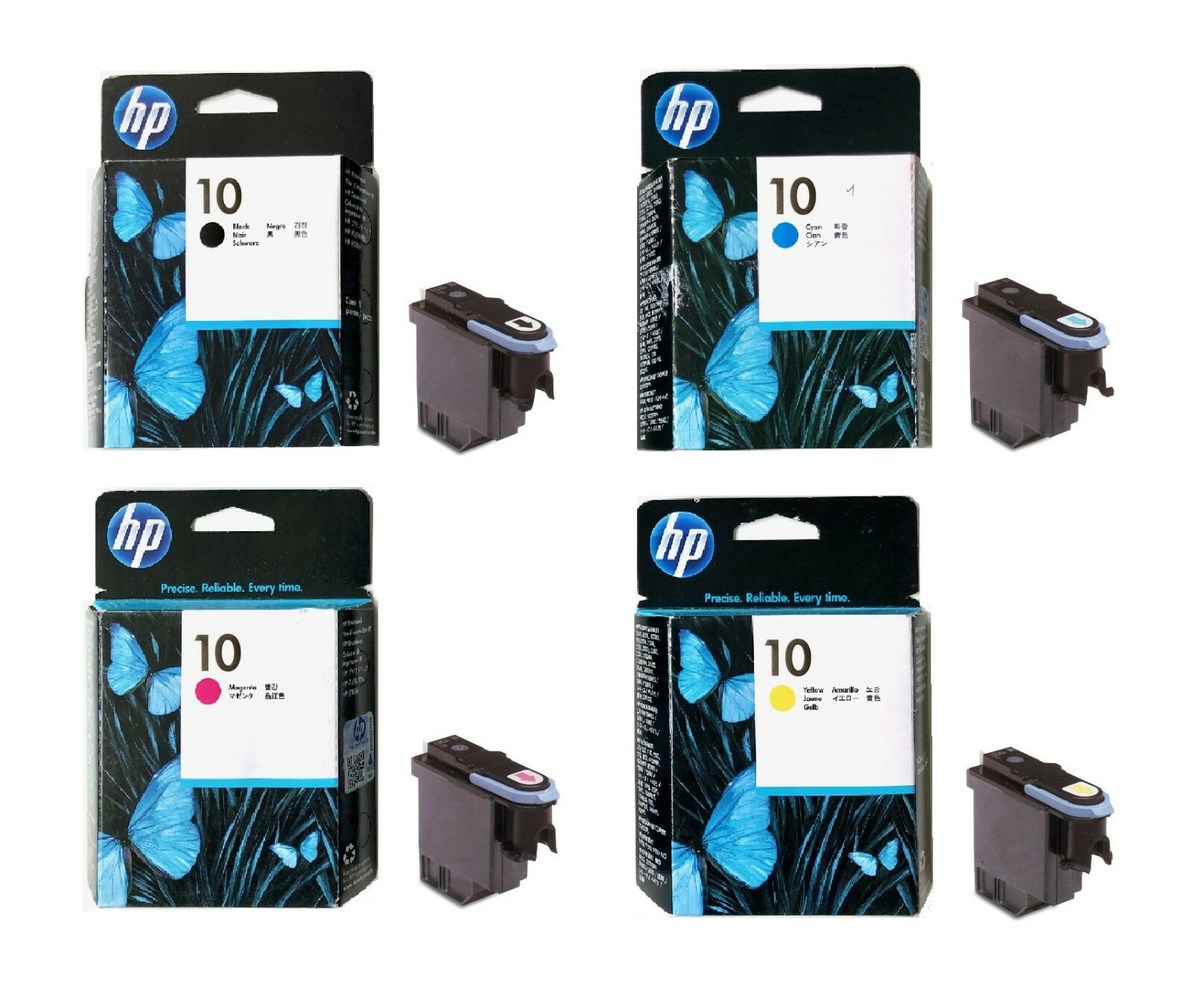 4 x HP Printhead HP Deskjet 2000c 2500c 2500cn / No. 10 C4800A -C4803A ...