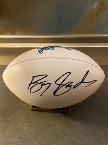 Barry Sanders Autographed Wilson Football HOF Lions Signed 5 Star COA ...