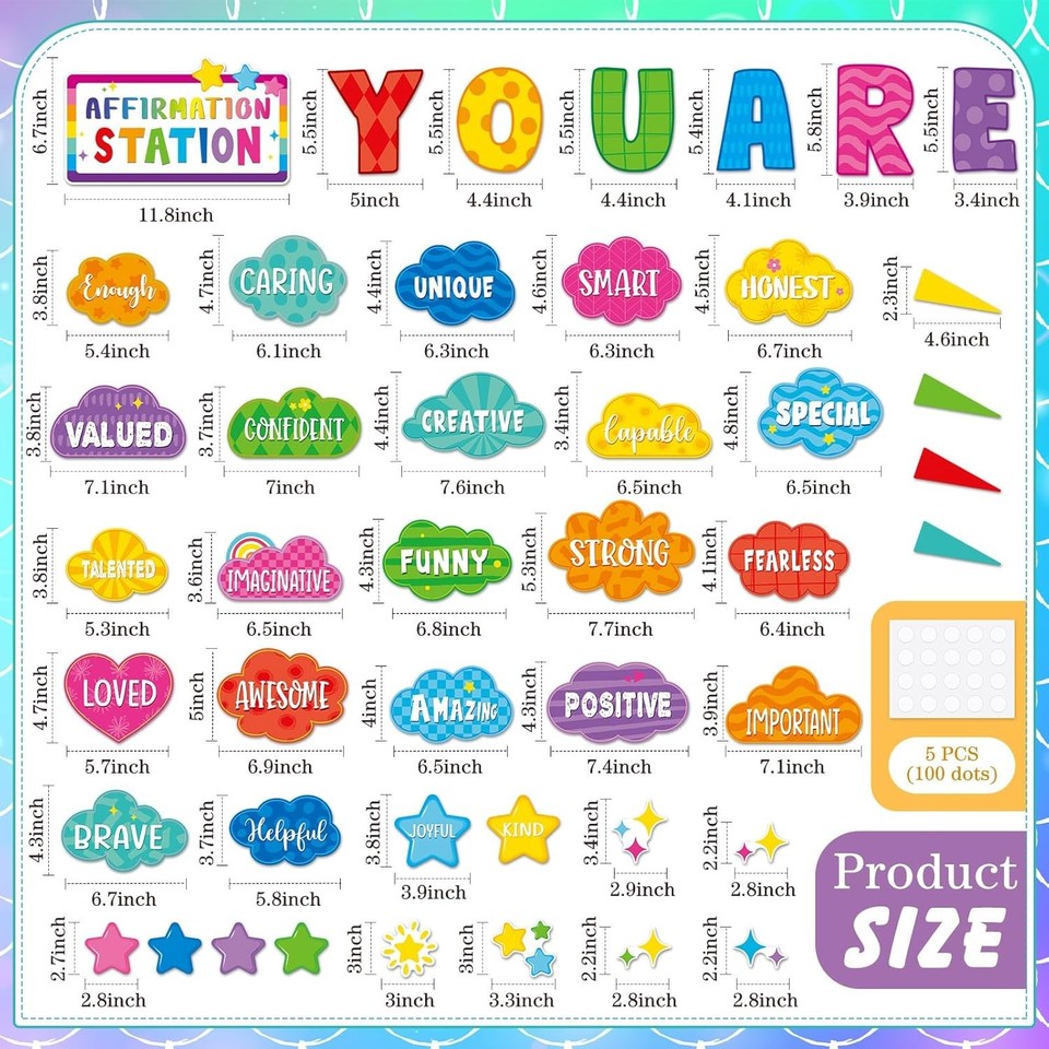 45pcs Bright Affirmation Station Bulletin Board Set Motivational ...