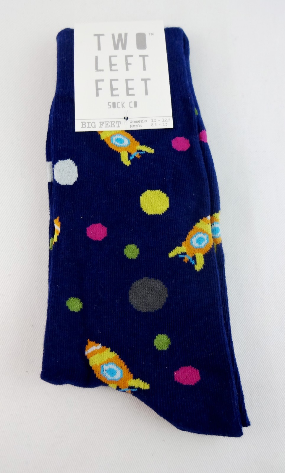 Outer Space Socks Spaceship Planets Two Sizes Navy Blue Unisex His Hers ...