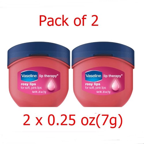Pack of 2x0.25 oz(7g) Vaseline Healthy Lip Therapy Rosy Jelly for Soft ...