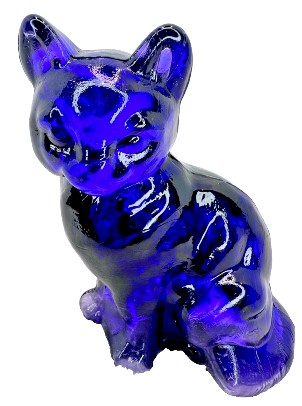 Fenton Dave Fetty 2021 Purple Hand Blown Sitting Cat Figurine - Signed ...