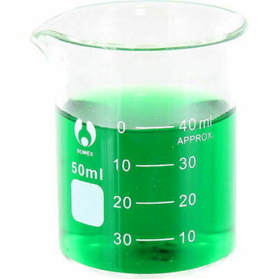 50ml Box of 12 BOMEX Griffin Glass Beaker with Spout Graduated White ...