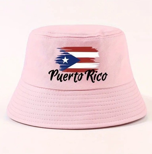 Puerto Rico Cotton Flag Print Bucket Hat, Pink, Adjustable, Unisex ...