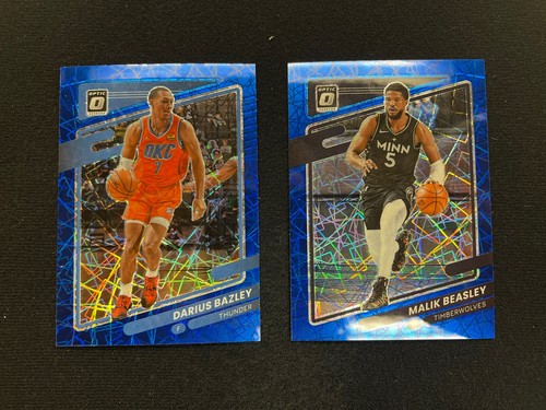 TWO 2021-22 Donruss Optic Blue Velocity Prizms: Malik Beasley & Darius ...