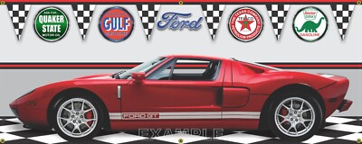 2006 FORD GT RED CAR GARAGE SCENE BANNER SIGN ART MURAL VARIOUS SIZES ...