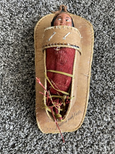 AMERICAN INDIAN PAPOOSE CRADLE BOARD Hand Made Multnomah Falls Vintage ...