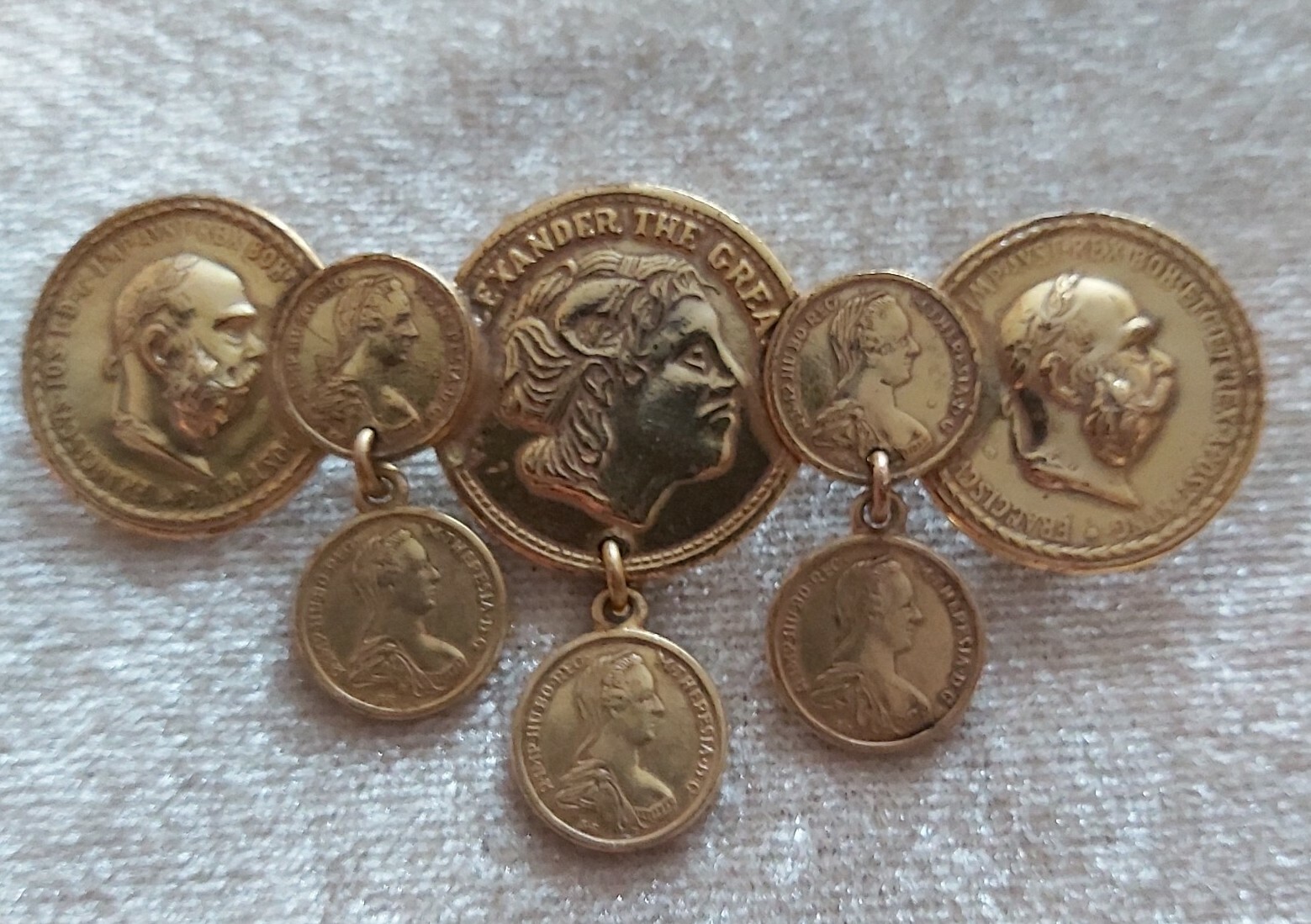 Miriam Haskell Old Coins Goldtone Brooch Pin Rare Vintage 3” x 1 1/2 ...