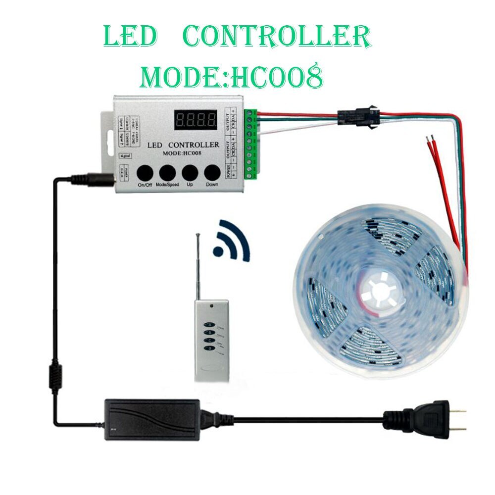 HC008 LED Full Color Controller 5-24V WS2812B Addressable RGB Light RF ...