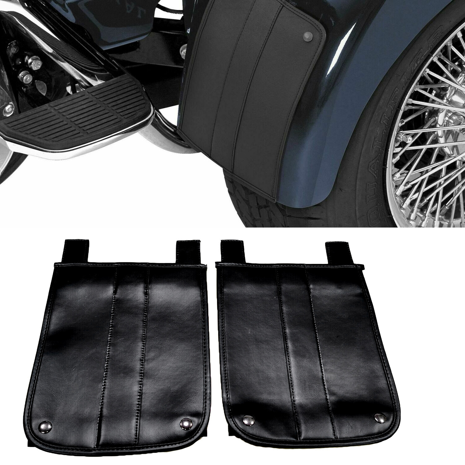 Black Universal FIT Trike PU Leather Rear Fender Bra For Harley ...