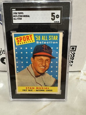 1958 Topps All Star Stan Musial SGC EX 5 St. Louis Cardinals MLB HOF ...