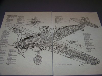 VINTAGE..MESSERSCHMITT ME 109 F-4/R5...2-PAGE CUTAWAY/ LEGEND..(923C ...