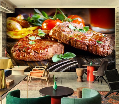 3D Delicious Steak 4048NA Wallpaper Wall Mural Removable Self-adhesive ...