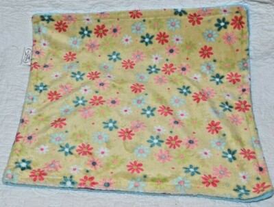 NWOT Bebe Bella Designs Blue Yellow Flowers Minky Dot Satin Security ...