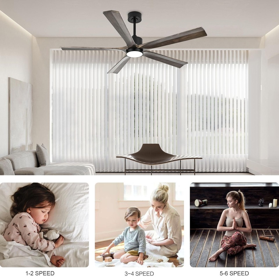 heimo 60 Inch Wood Outdoor Ceiling Fan with Light and Remote for Patios ...