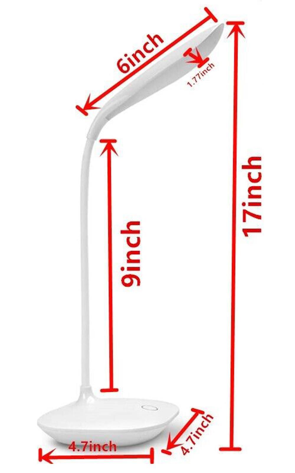 Reading Desk Lamp USB Rechargeable Dimmable LED Study Night Light Table ...