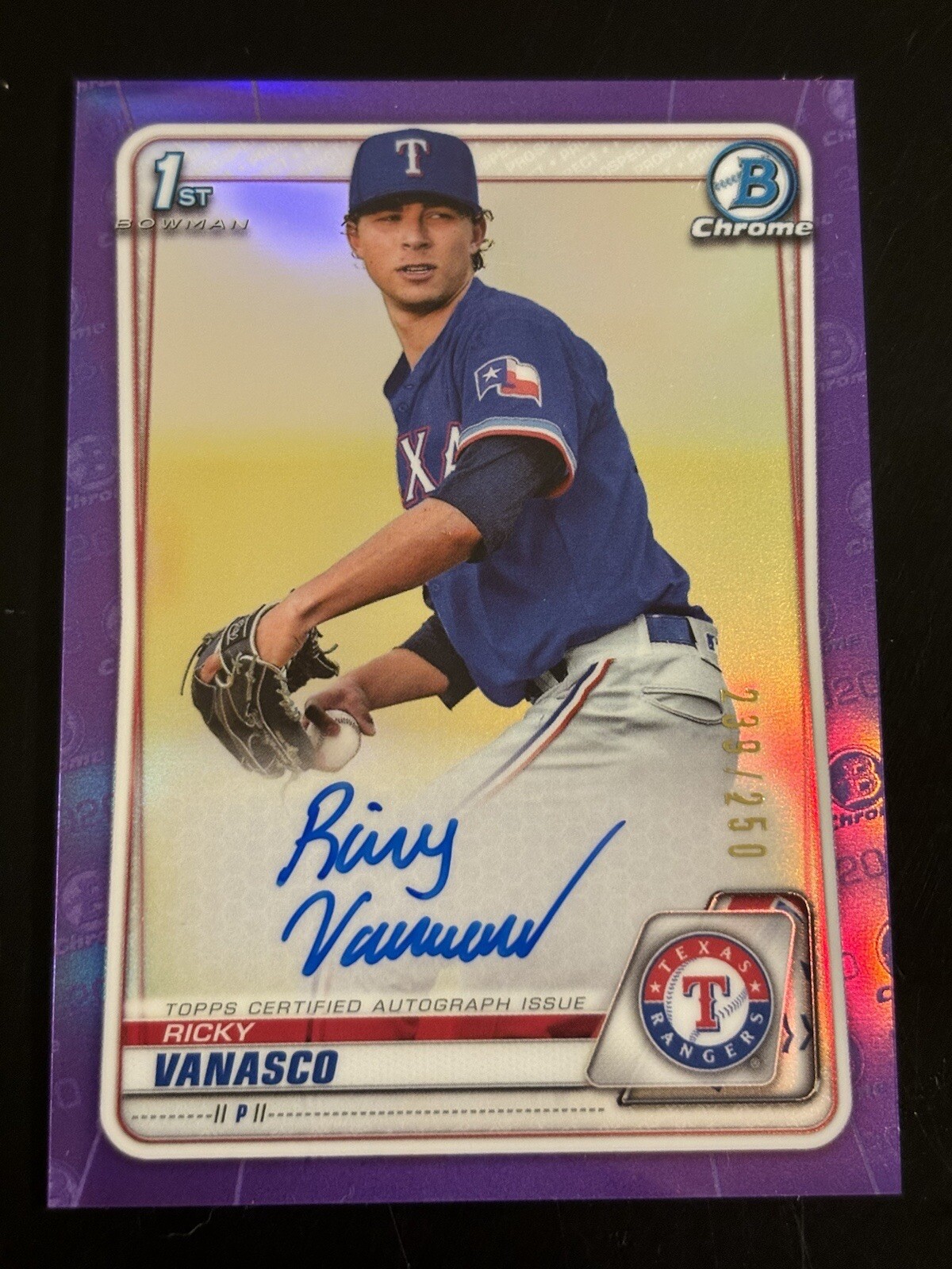 2020 1st Bowman Chrome Purple RC AUTO Ricky Vanasco Dodgers /250 NM ...