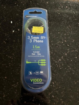 Brand New in Box Bandridge 3.5mm AV 3 Phonon 1.5m VL5402 Male - Male | eBay