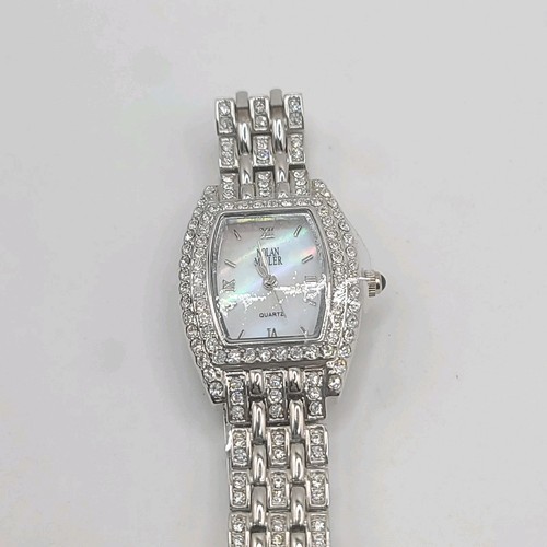 Nolan Miller Watch Rhinestones Mother of Pearl Glamour Collection 7" | eBay