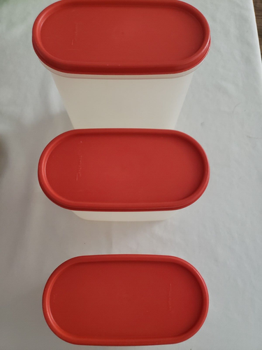 Tupperware Oval 1.7 Liter , 1.1 Liter, 500 ml storage container lot red ...