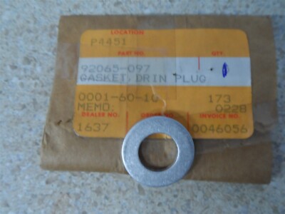 NOS OEM Kawasaki Crankcase Drain Plug Gasket 88-10 ZX-6 KLF300 EN500 ...