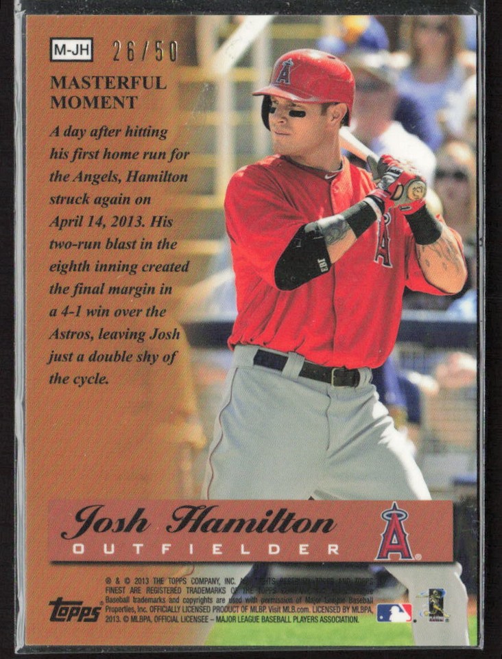 2013 Topps Finest Masters #M-JH Josh Hamilton Gold /50 | eBay