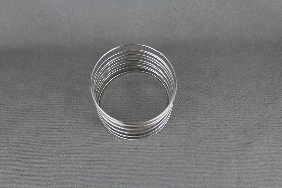 Silver spiral bracelet coil spring stacked style metal bangle cuff wide ...