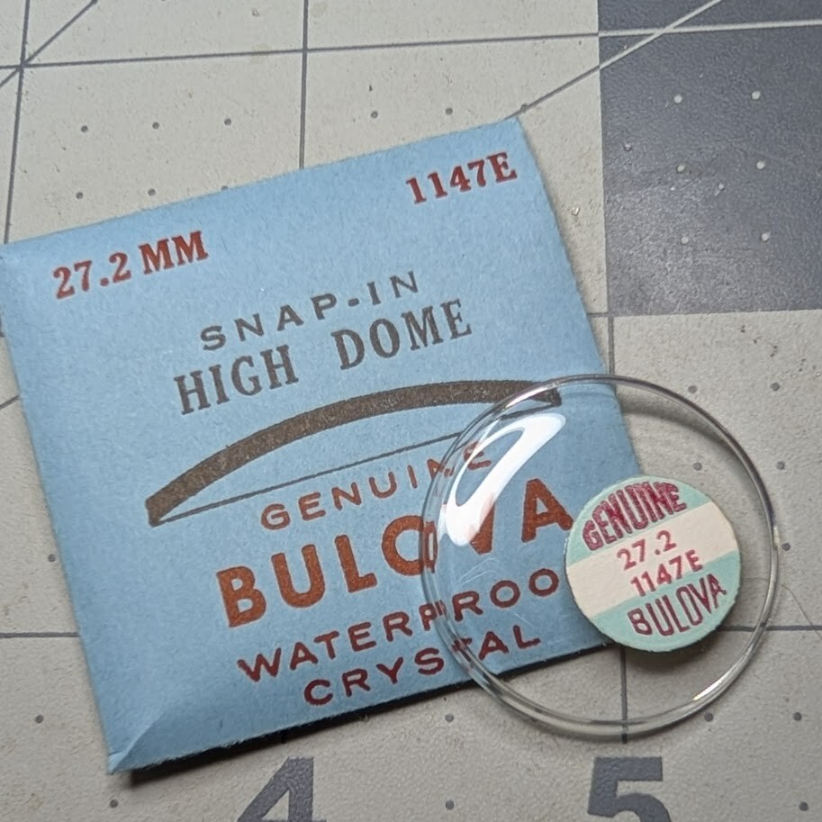 Genuine NOS Bulova 27.2mm Snap-In High Dome Replacement Watch Crystal ...