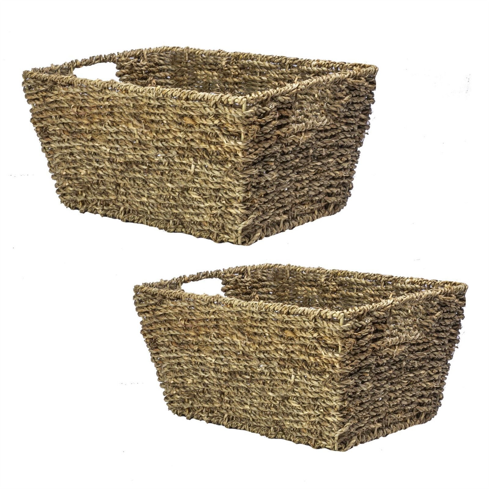 Natural Seagrass Storage Basket - Set of 2 Eco-Friendly Woven Basket ...