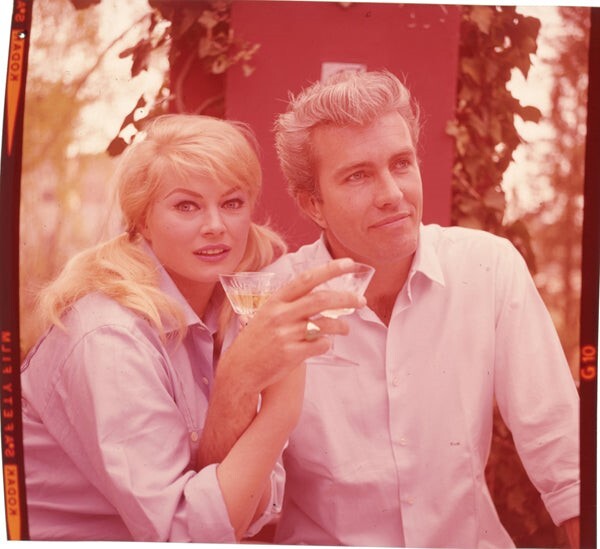 Anita Ekberg Rik Van Nutter drink champagne Original 2.25 x 2.25 ...