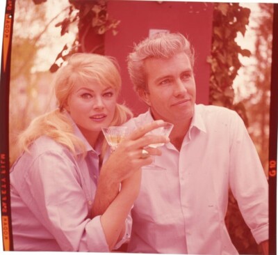 Anita Ekberg Rik Van Nutter drink champagne Original 2.25 x 2.25 ...