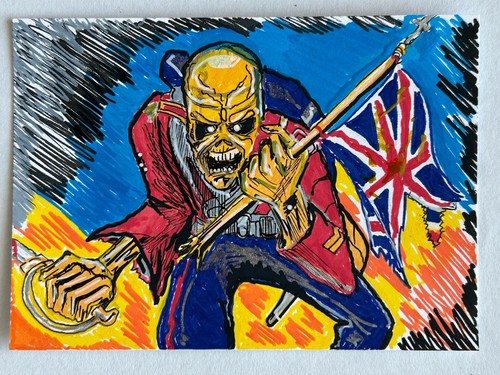 ACEO Sketch Custom Card Original Art 1/1 - Iron Maiden Eddie Rock Band ...