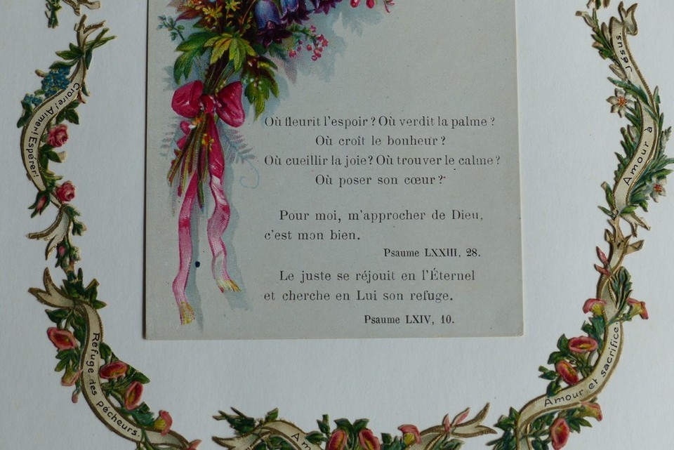 Images chromos gaufrés découpés poème psaume Bible 1890 (34172) | eBay