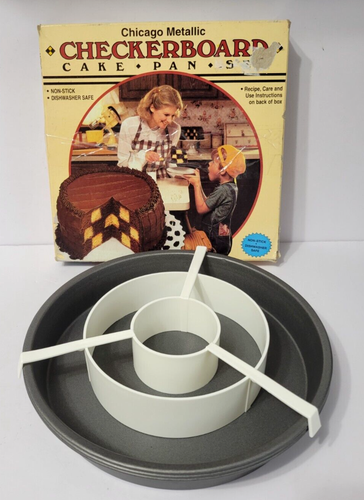 Chicago Metallic Checkerboard Cake Pan Set Non-Stick Three 9" Baking ...