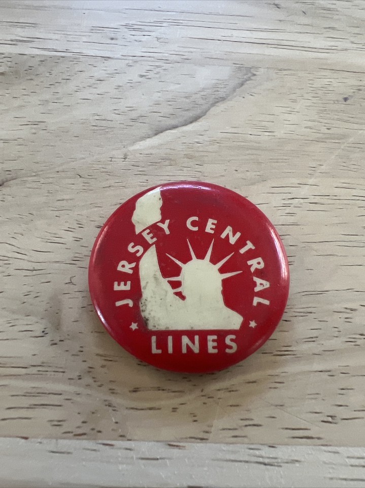 Vintage Jersey Central Lines CNJ Railroad Round Red Pin | eBay