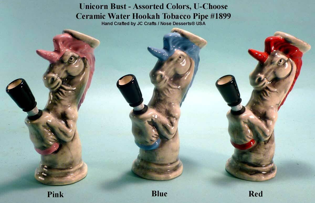 Unicorn Bust Ceramic Glass bong Rumph Hookah Type Tobacco Pipe #1899 ...