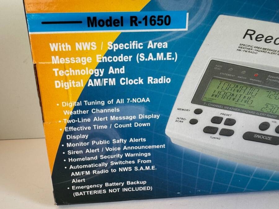 NEW Reecom R-1650 NOAA Weather Alert Alarm Clock Radio NWS S.A.M.E ...