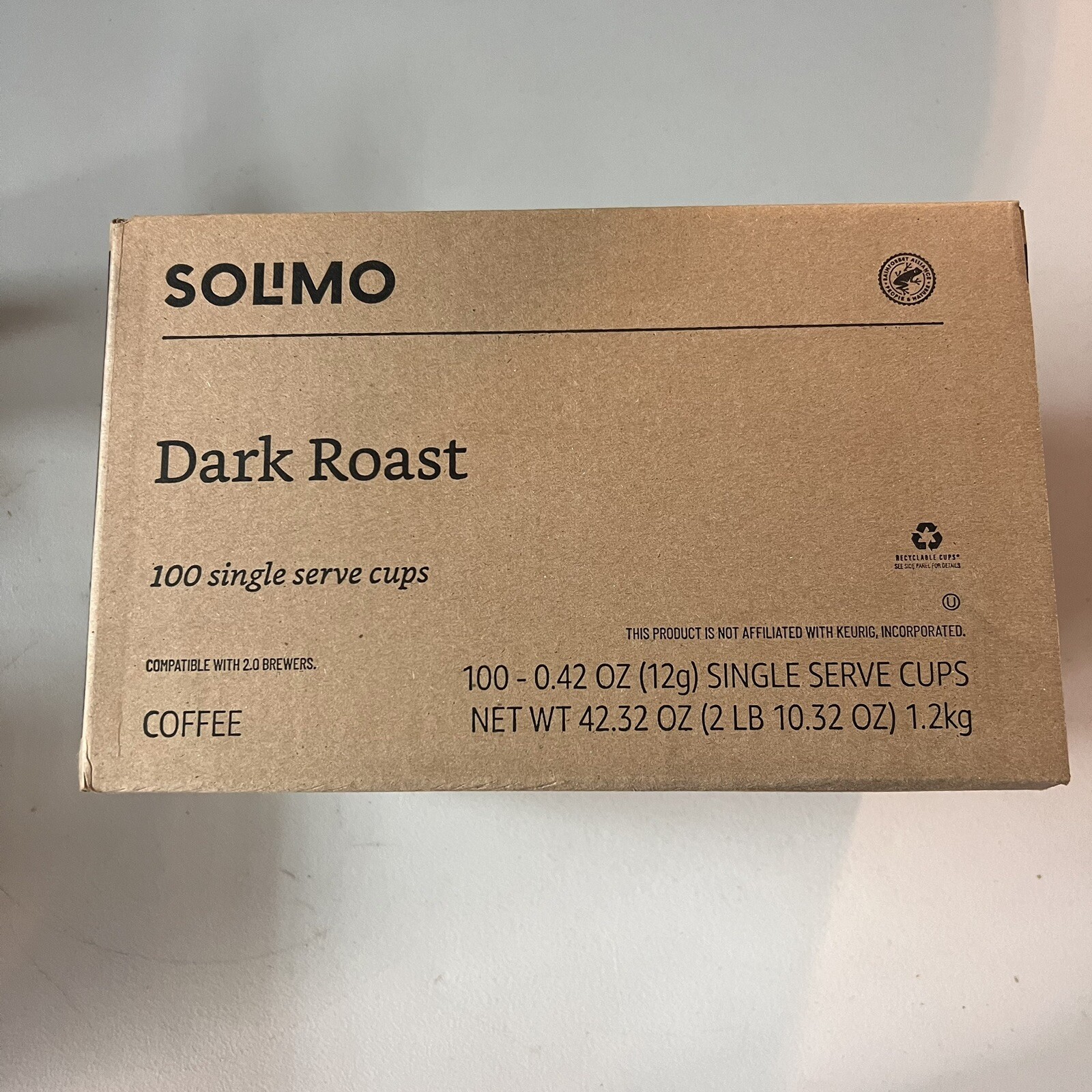Amazon Brand Solimo Dark Roast Coffee Pods Keurig 2.0 100 Count exp 2/ ...