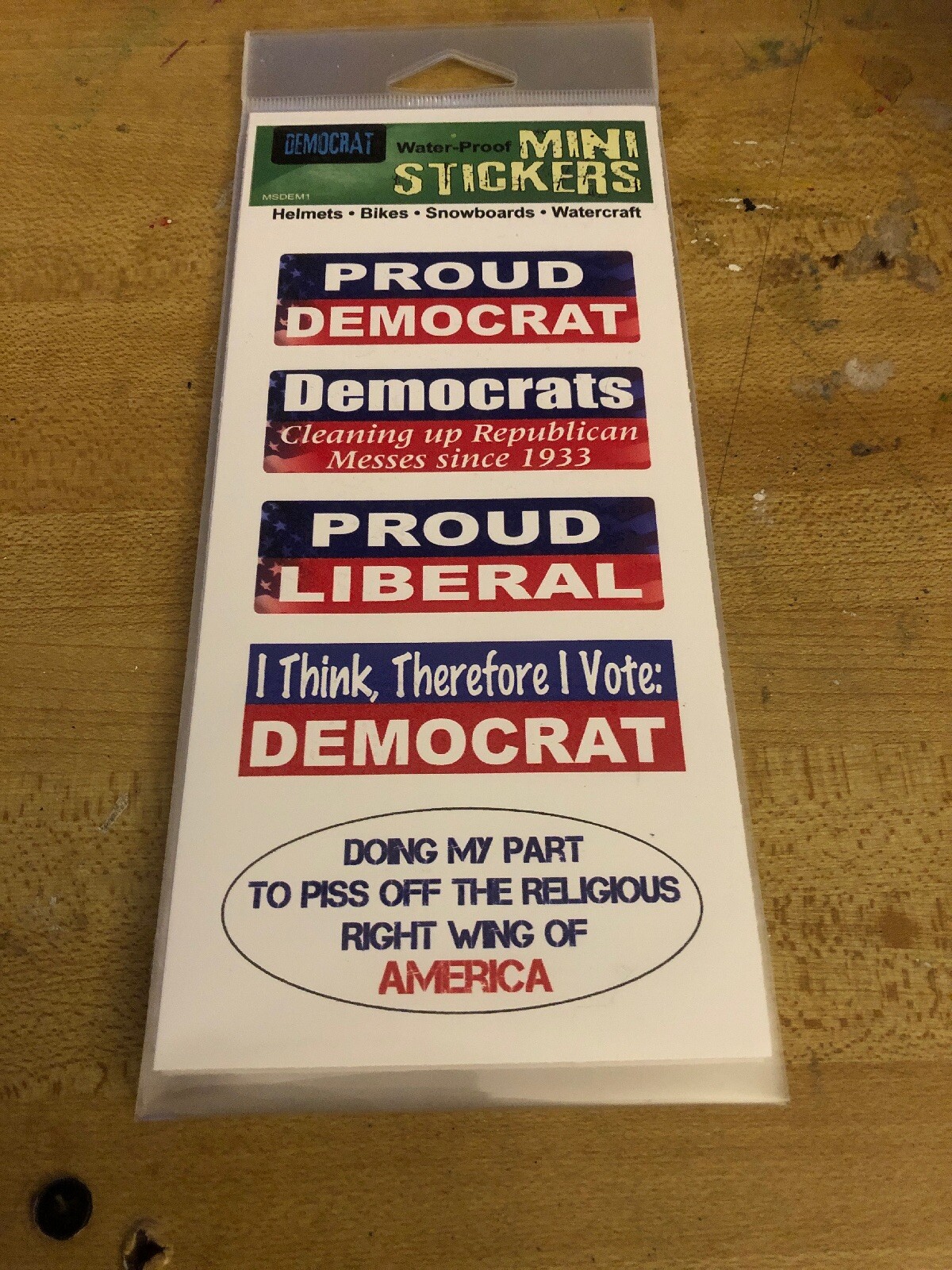 Set of 5 "DEMOCRAT" Mini Stickers Political Helmet Skateboard Computer ...