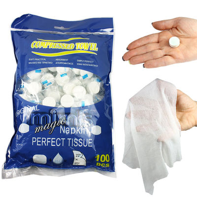 100 PACK Compressed Towel Wipe Soft Cotton Expandable Tablet Just Add ...