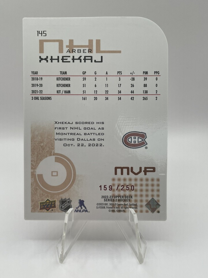 2022-23 Upper Deck MVP Colors and Contours #145 Arber Xhekaj /250 | eBay