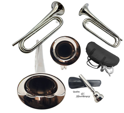 Regiment Bugle-NICKEL-Key of G/F-Padded Case-Quality 7C Silver Plated ...