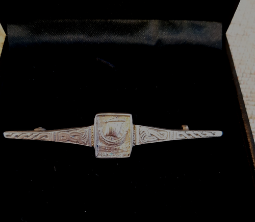 Hallmarked Alexander Ritchie Iona Sterling Silver Viking Long Boat Bar ...