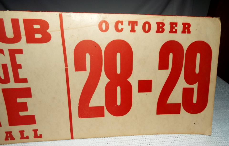 1950's LANCASTER, PA. IRIS CLUB RUMMAGE SALE MOOSE HALL CARDBOARD SIGN ...