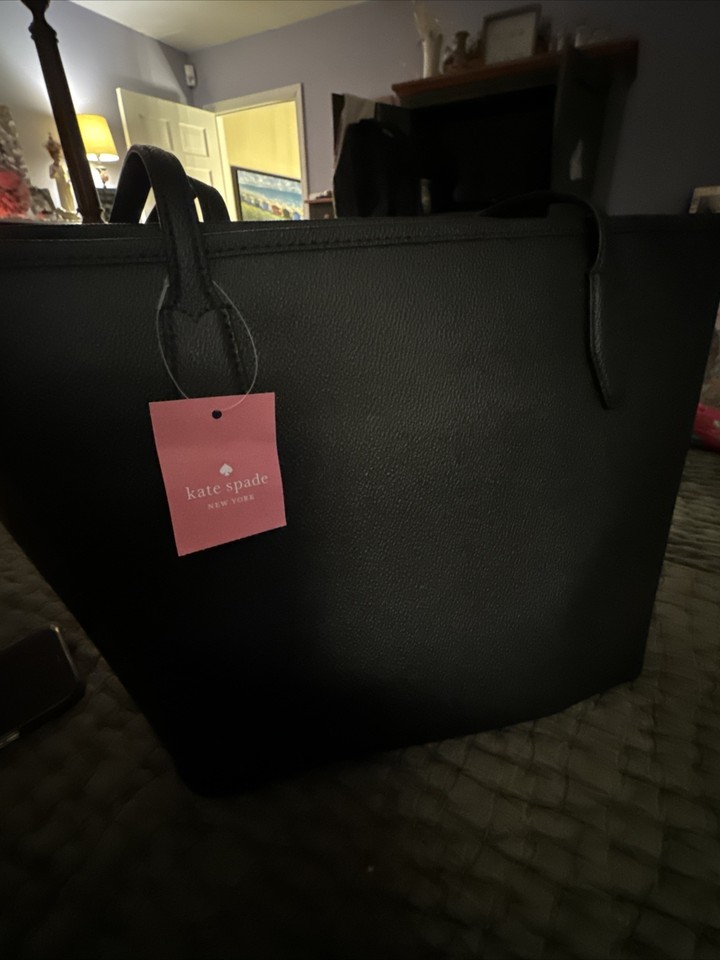 NWT KATE SPADE LORI LARGE TOTE SHOULDER BAG BLACK LEATHER LOOK | eBay