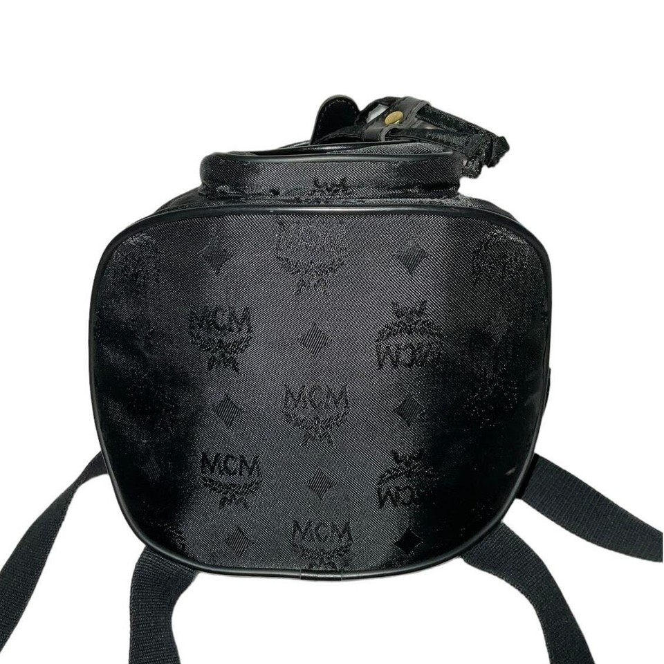 Vintage MCM Logo Nylon Small Black Backpack with Leather Trim | eBay