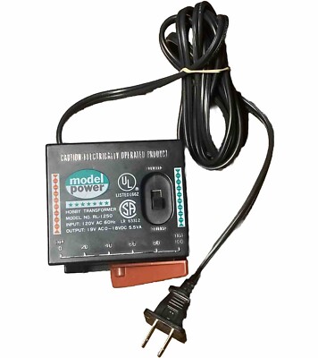 Model Power Hobby Transformer RL-1250 Model Train Set Power Supply Cord ...