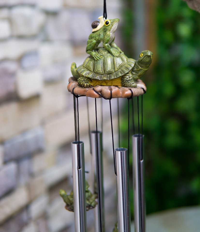 Pond Green Frog And Turtle Best Friends Resonant Relaxing Wind Chime ...